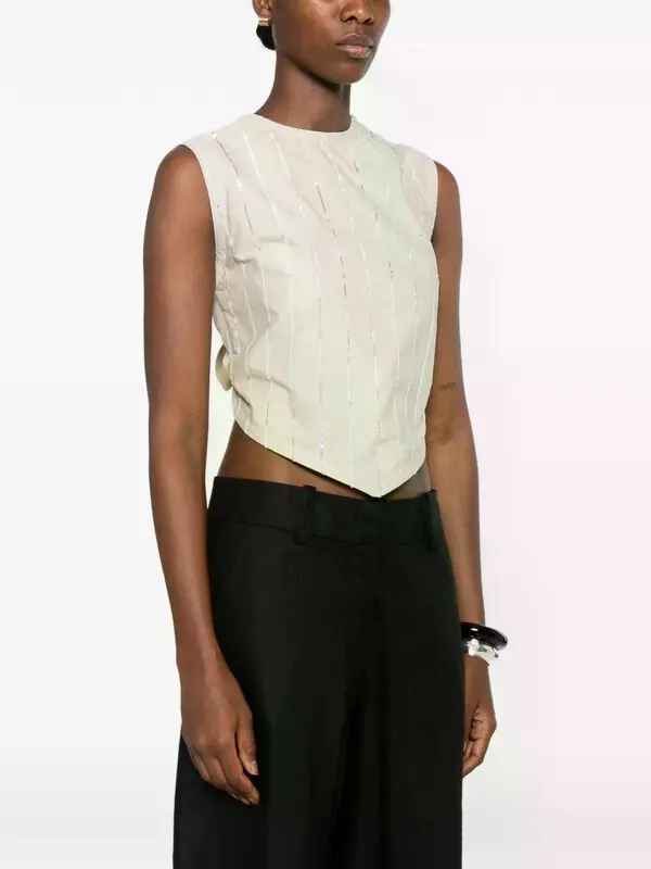 ISABELLE BLANCHE Sequin-embellished Tie-back Top