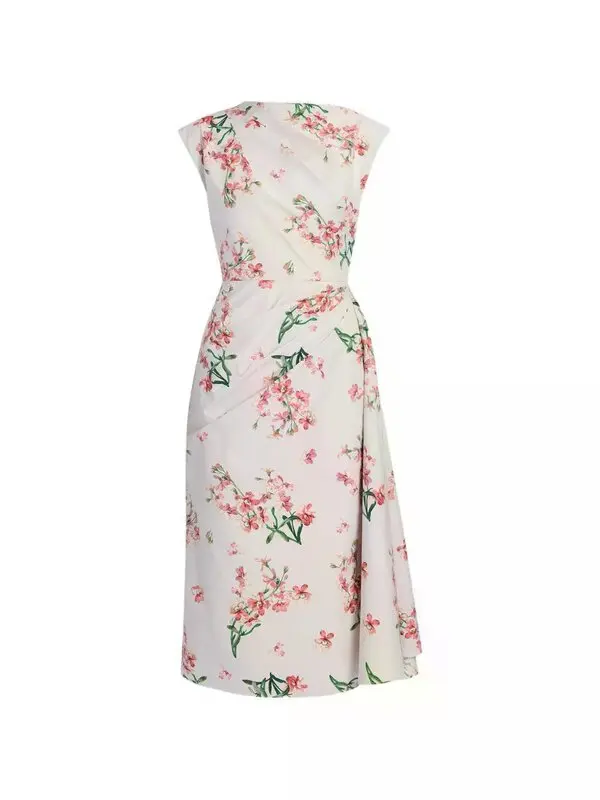 Erdem Petal Pink Floral Print Draped Dress - Neutrals