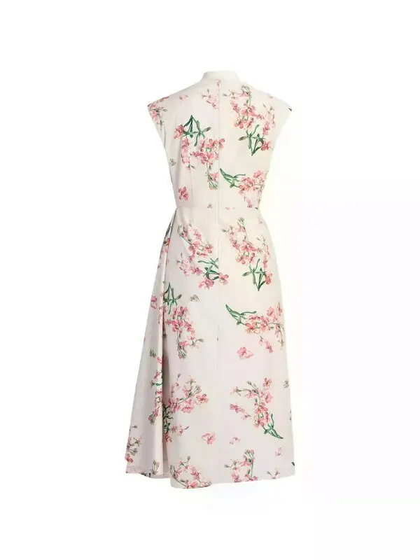 Erdem Petal Pink Floral Print Draped Dress - Neutrals