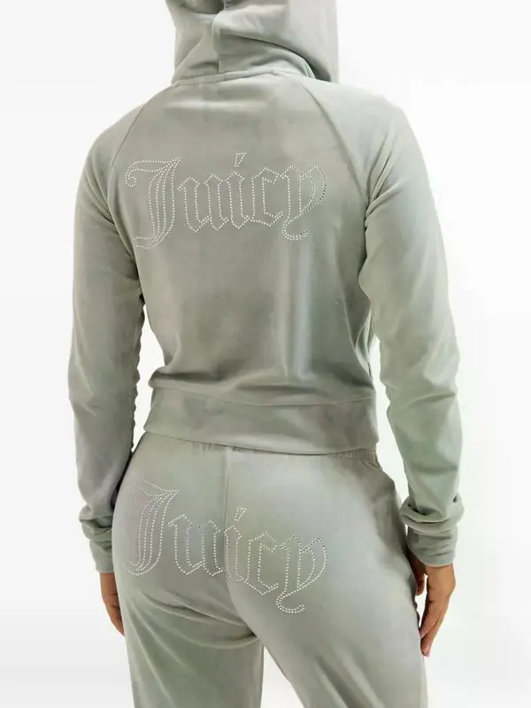 Juicy Couture Diamanté Velour Hoodie - Grey