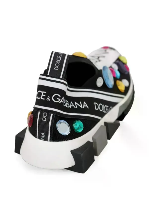 Dolce & Gabbana Portofino Crystal-embellished Sneakers - Black