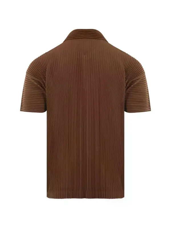 Issey Miyake Pleated-design Polo-collar T-shirt