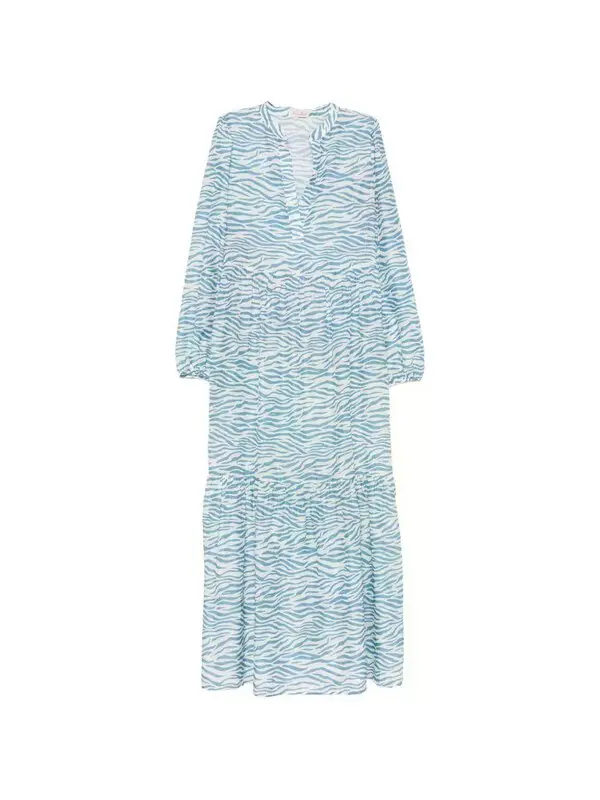 MC2 SAINT BARTH Sylvia Zebra Print Maxi Dress - Blue