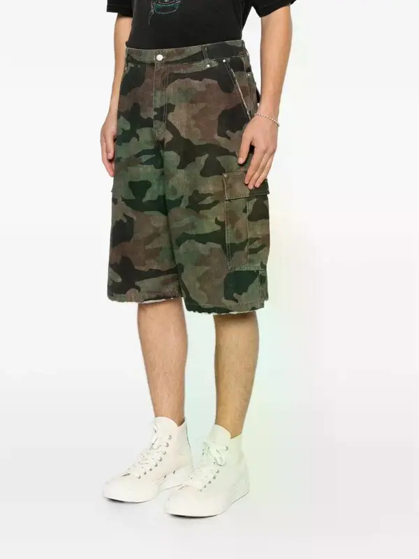 REPRESENT Camouflage Print Cargo Shorts - Green