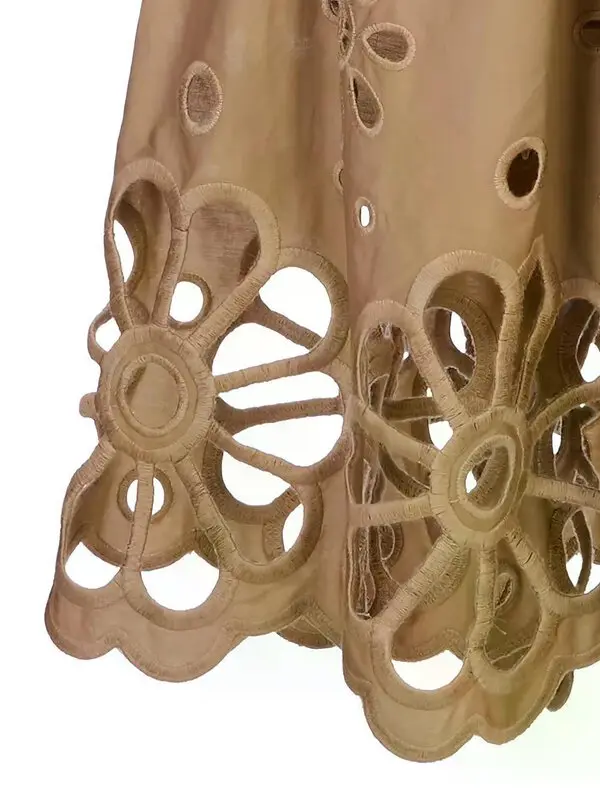 MEIMEIJ Beige Broderie Anglaise Tiered Mini Dress