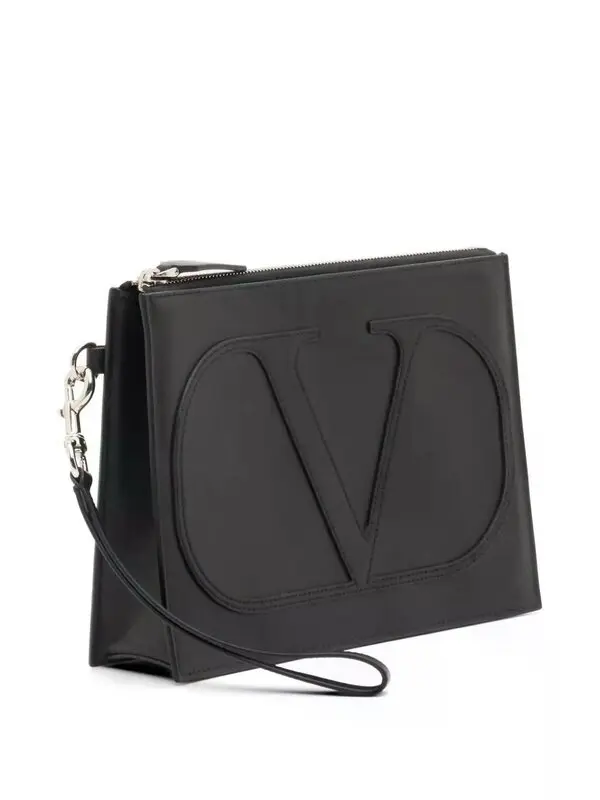 Valentino Garavani Vlogo Signature Calfskin Pouch - Black
