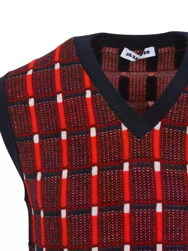 JIL SANDER Checked V-neck Vest