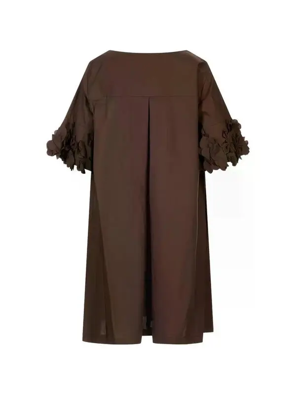 MEIMEIJ Floral Appliqué Short-sleeve Mini Dress - Brown