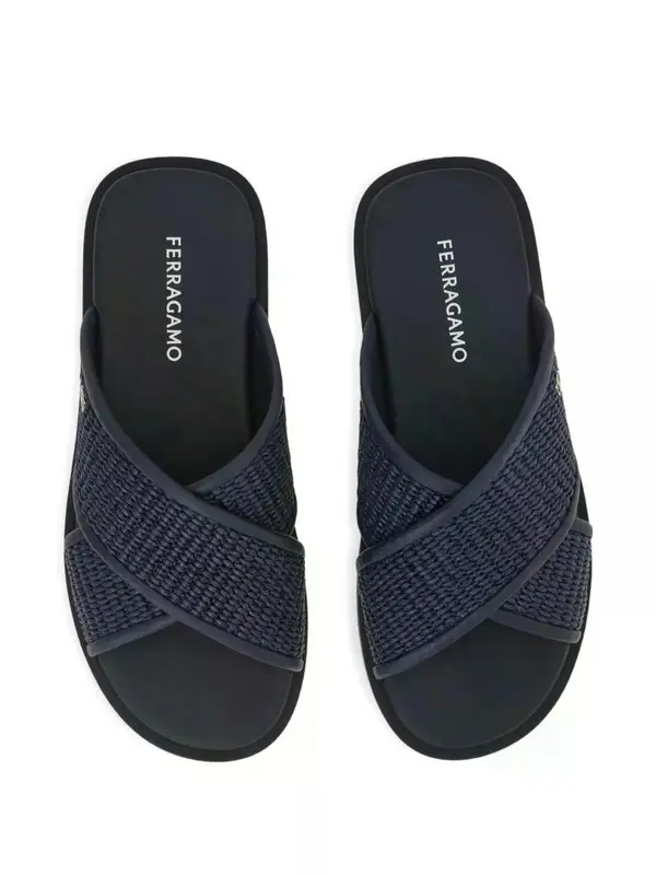 FERRAGAMO Gancini Ornament Raffia Sandals