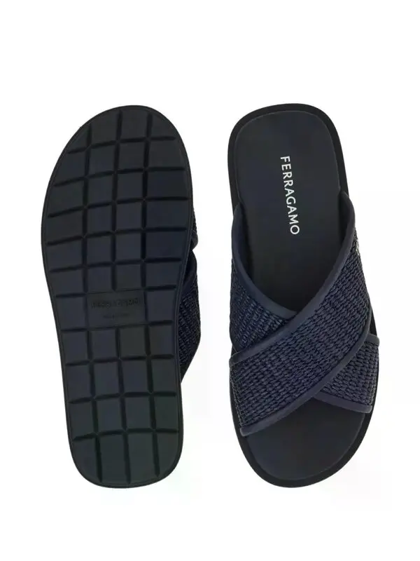 FERRAGAMO Gancini Ornament Raffia Sandals