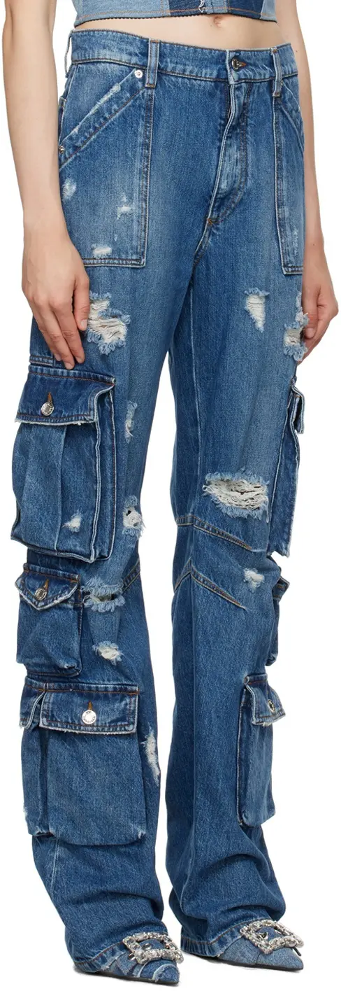 Dolce & Gabbana Distressed Cargo Straight-leg Jeans