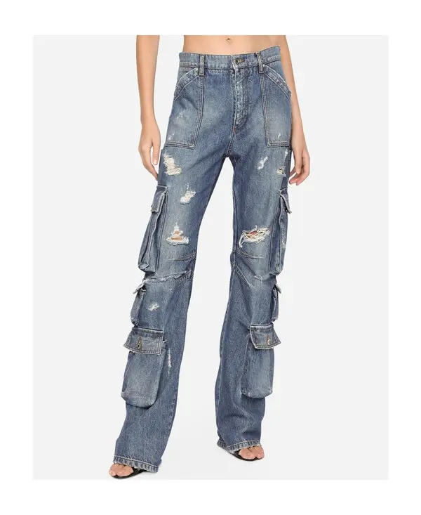 Dolce & Gabbana Distressed Cargo Straight-leg Jeans