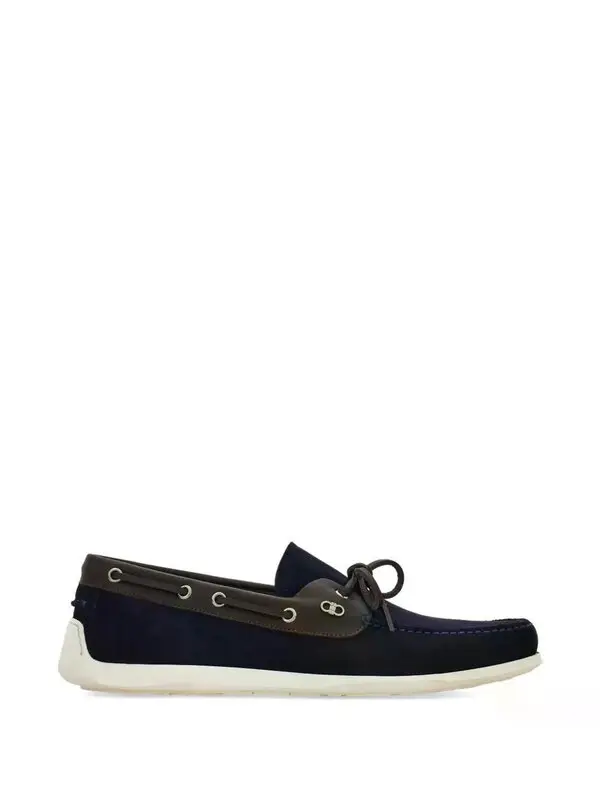 FERRAGAMO Suede Boat Loafers With Gancini Detail