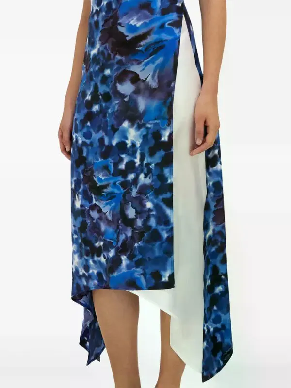 FERRAGAMO Printed Silk Halter Neck Wrap Dress