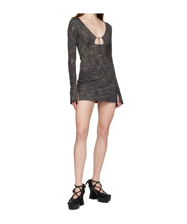 16Arlington Printed Long Sleeve V-neck Mini Dress
