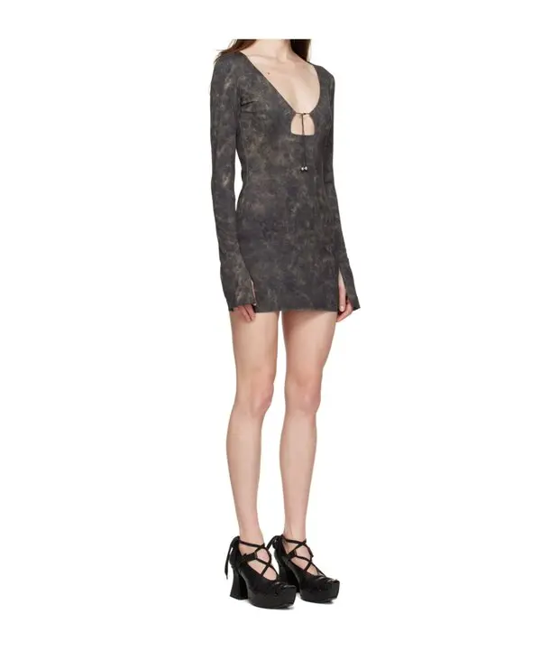 16Arlington Printed Long Sleeve V-neck Mini Dress