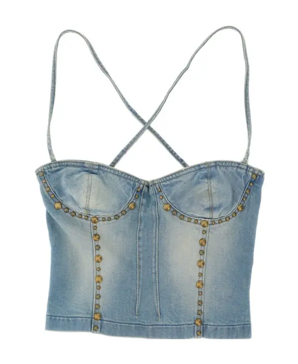 Blumarine Stud-embellished Denim Corset Top