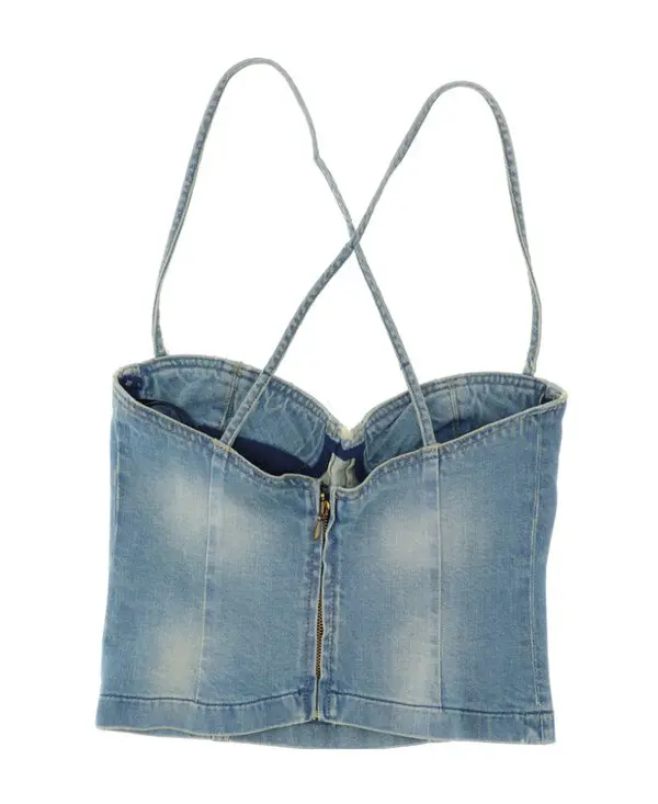 Blumarine Stud-embellished Denim Corset Top