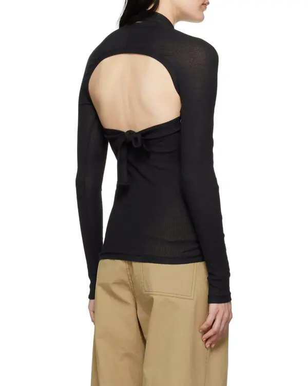 DION LEE Modular Open-back Ribbed Knit Top