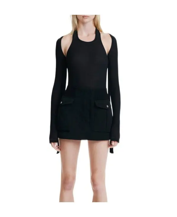 DION LEE Modular Open-back Ribbed Knit Top