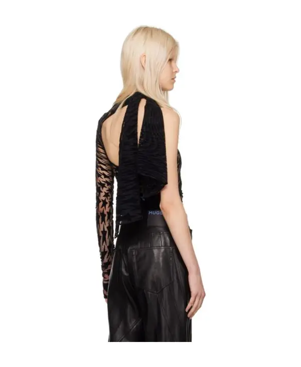 MUGLER Asymmetric Star-print Bodysuit