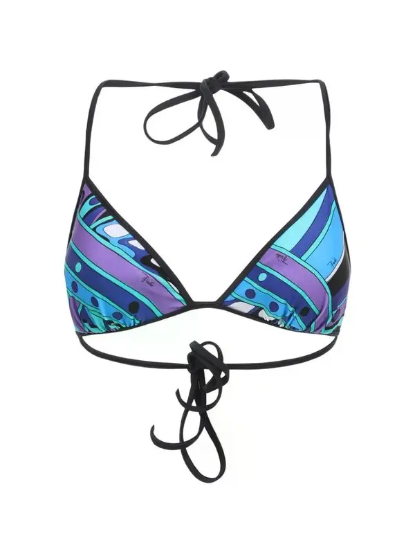 Emilio Pucci Iride Print Triangle Bikini Top - Blue