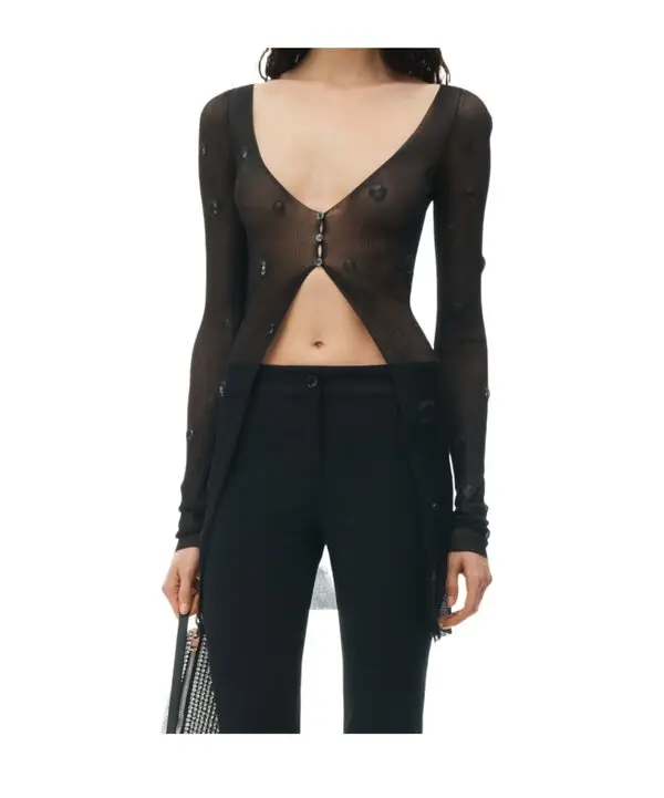 Alexander Wang Gem-inlaid Ribbed Cardigan