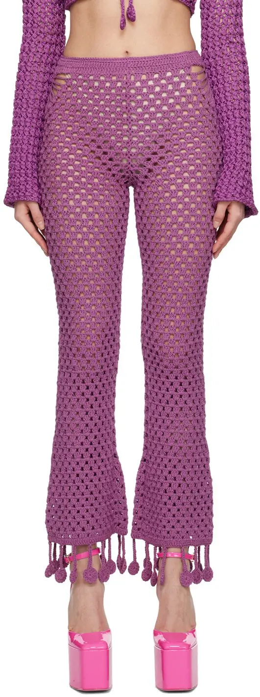 Moschino Crocheted Casual Pants - Purple