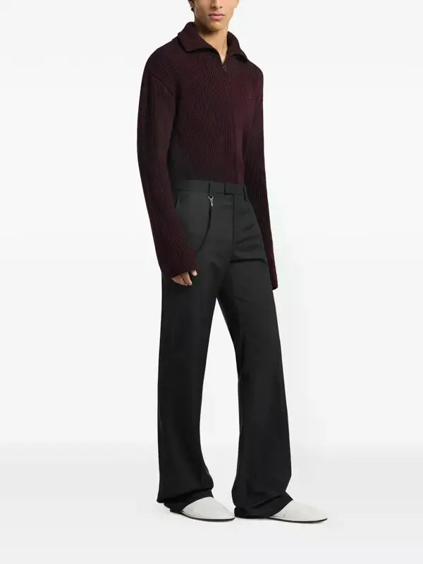 COURREGES Ribbed-knit Zip-up Sweater