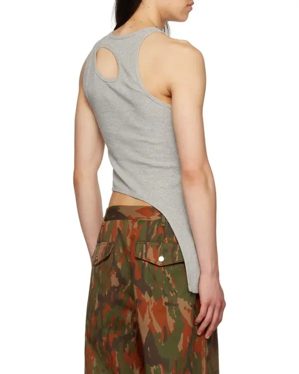 DION LEE Asymmetrical Cut-out Ribbed Tank Top