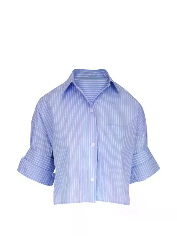 TWP Vertical Stripe Cropped Shirt