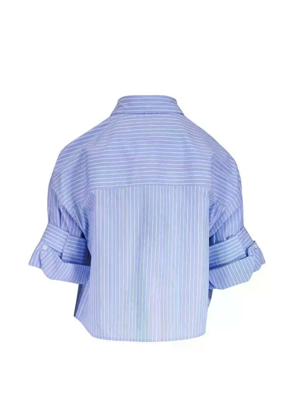 TWP Vertical Stripe Cropped Shirt