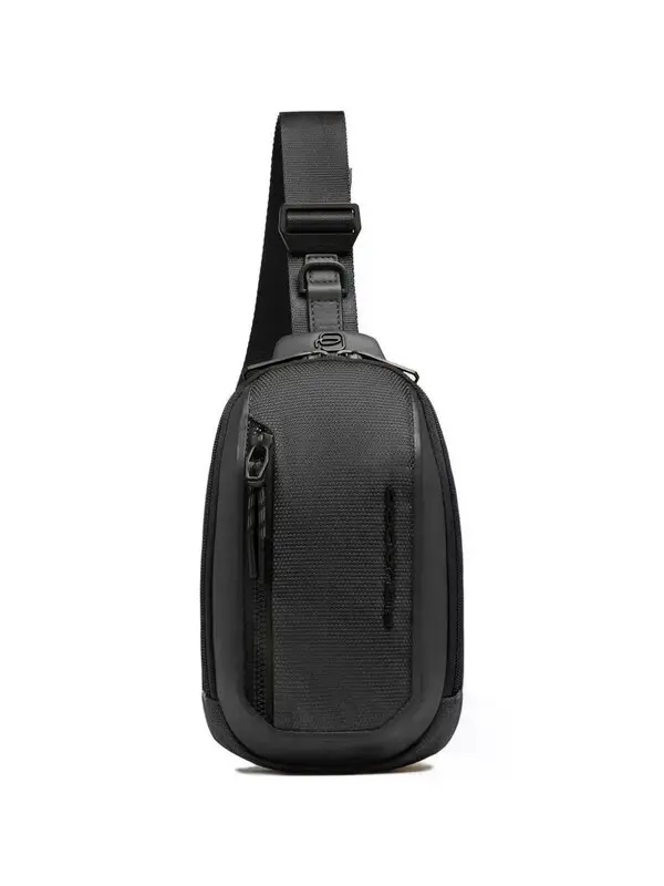 PIQUADRO Leather Trimmed Messenger Bag - Black