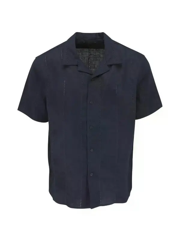 Vince Eyelet Ladder-stitch Short-sleeve Shirt