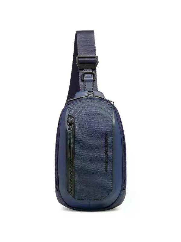 PIQUADRO Messenger Bag With Leather Trim - Blue