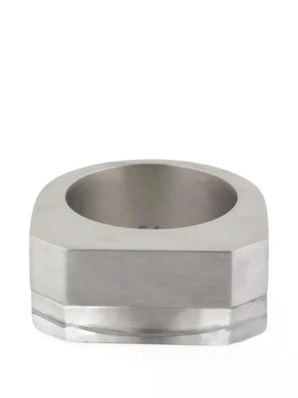 Rick Owens Crystal Embellished Brass Ring - Silver