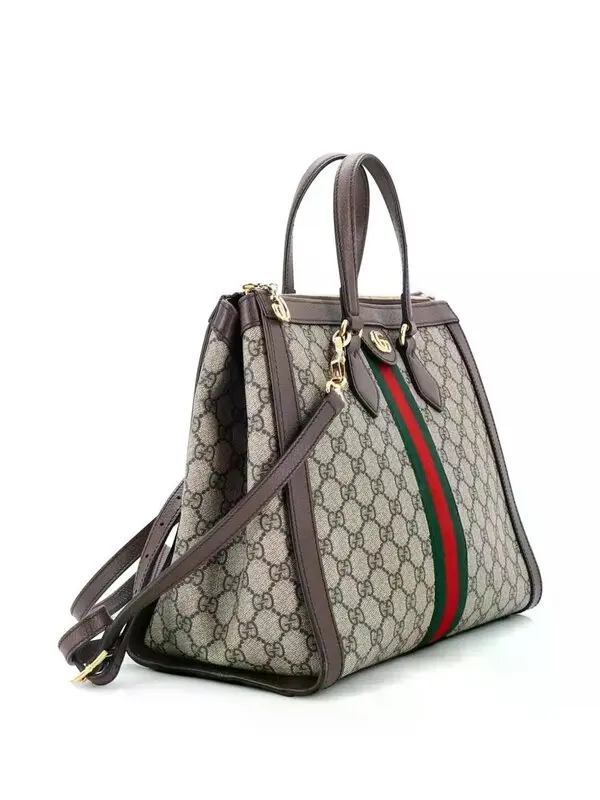 Gucci Ophidia Top Handle Gg Coated Canvas Medium Tote Bag