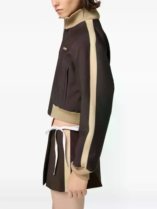 Miu Miu Kid Mohair Blouson Jacket With Racing Stripes