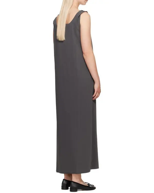 MAISON MARGIELA Square Neck Sleeveless Maxi Dress With Logo Print - Black