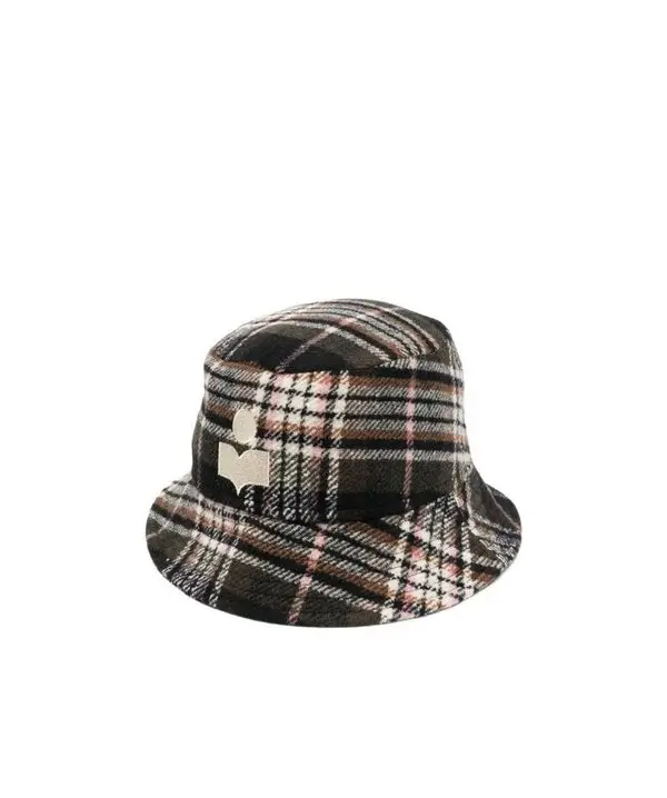 Isabel Marant Étoile Logo-embroidered Tartan Bucket Hat - Black