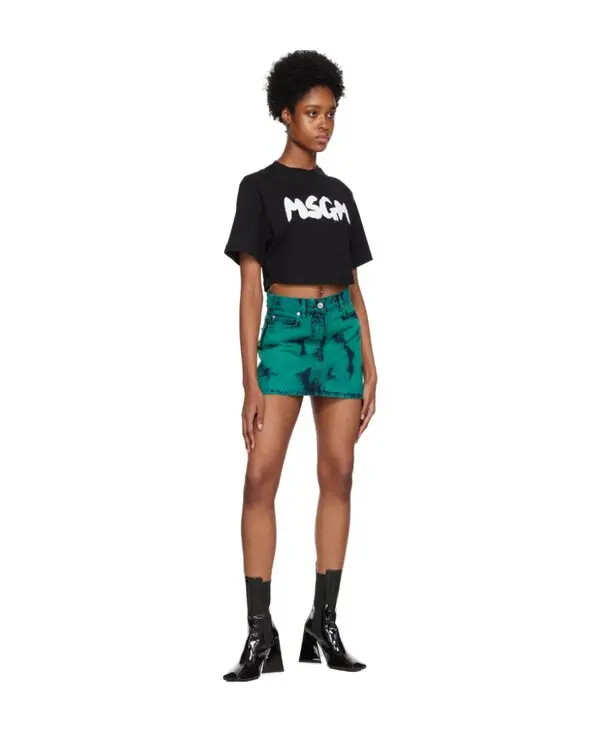 MSGM Tie-dyed Denim Mini Skirt