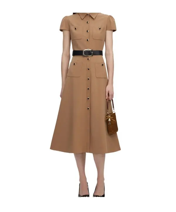 SELF-PORTRAIT Belted Button-down Midi Dress