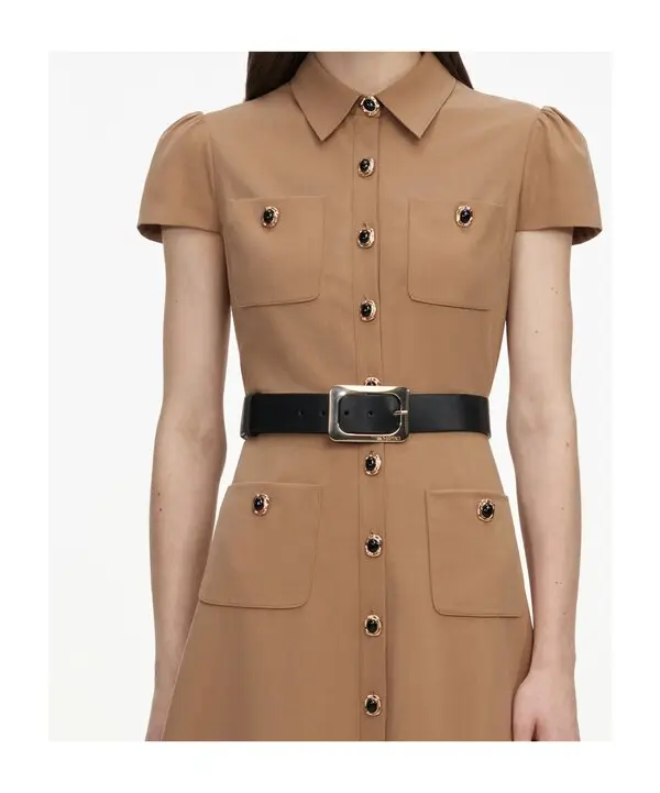 SELF-PORTRAIT Belted Button-down Midi Dress