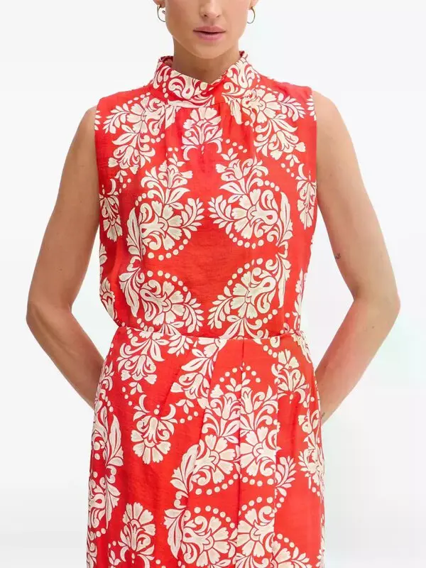Lola Casademunt Sleeveless High Neck Printed Blouse - Red