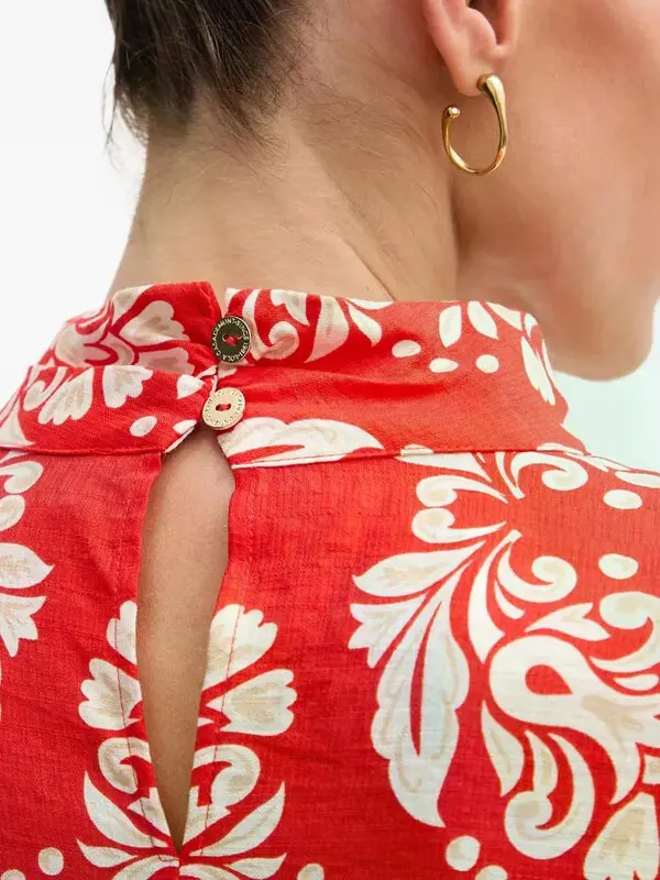 Lola Casademunt Sleeveless High Neck Printed Blouse - Red