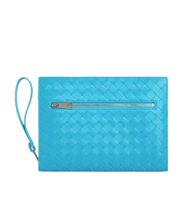 Bottega Veneta Woven Leather Wristlet - Blue