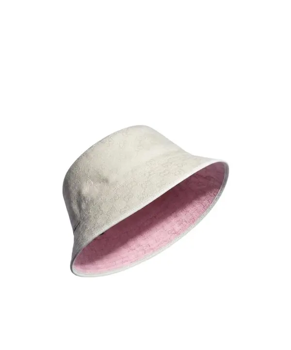 Gucci Reversible Gg Cotton Canvas Bucket Hat - Ivory And Pink
