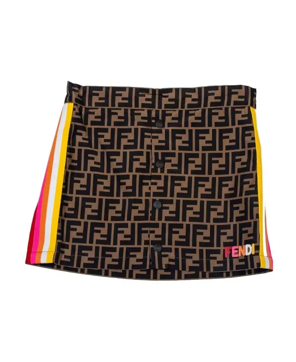Fendi Zucca Print Skirt With Side Stripe Detail