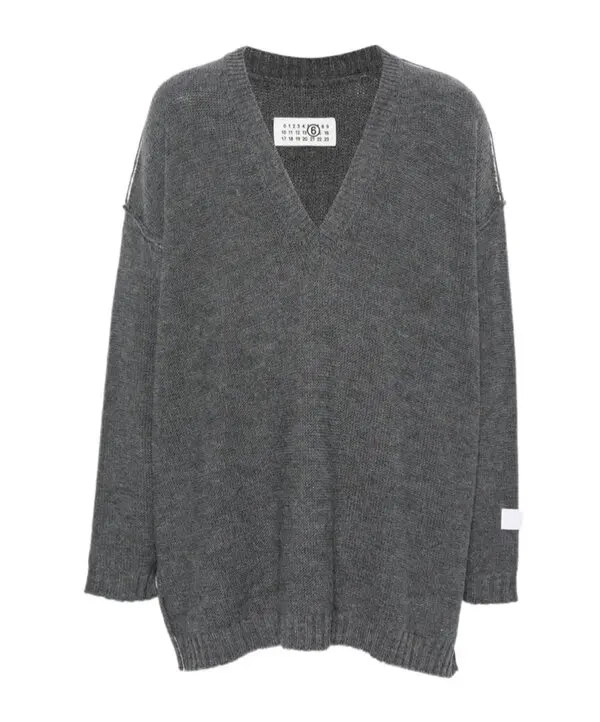 MAISON MARGIELA V-neck Jumper With Logo Patch - Black