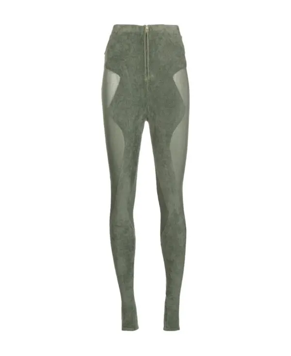 DION LEE Inlaid Knitted Slim-fitting Casual Pants - Green